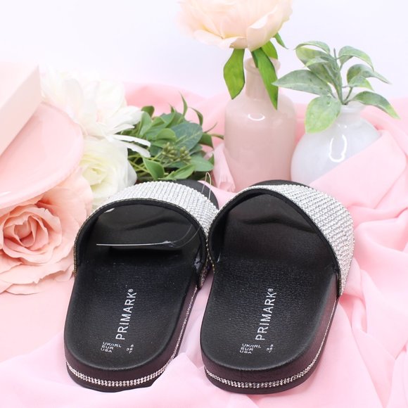 Primark | Shoes | Primark Womens Sparkly Glass Rhinestone Pearl Slide ...